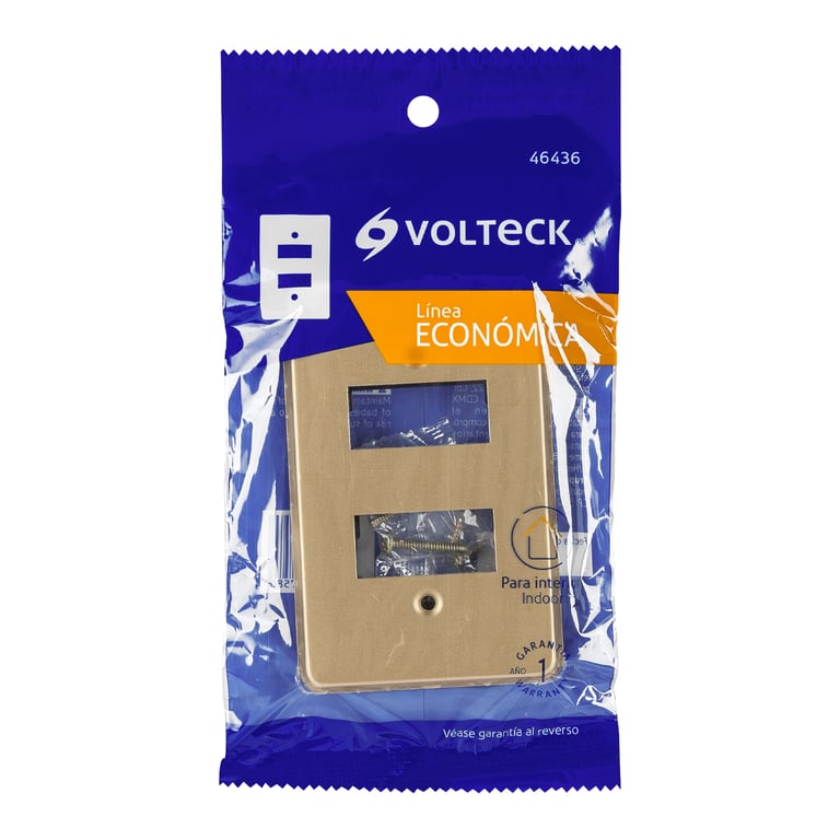 Placa 2 módulos, de aluminio, línea Económica, Volteck - Todo Truper
