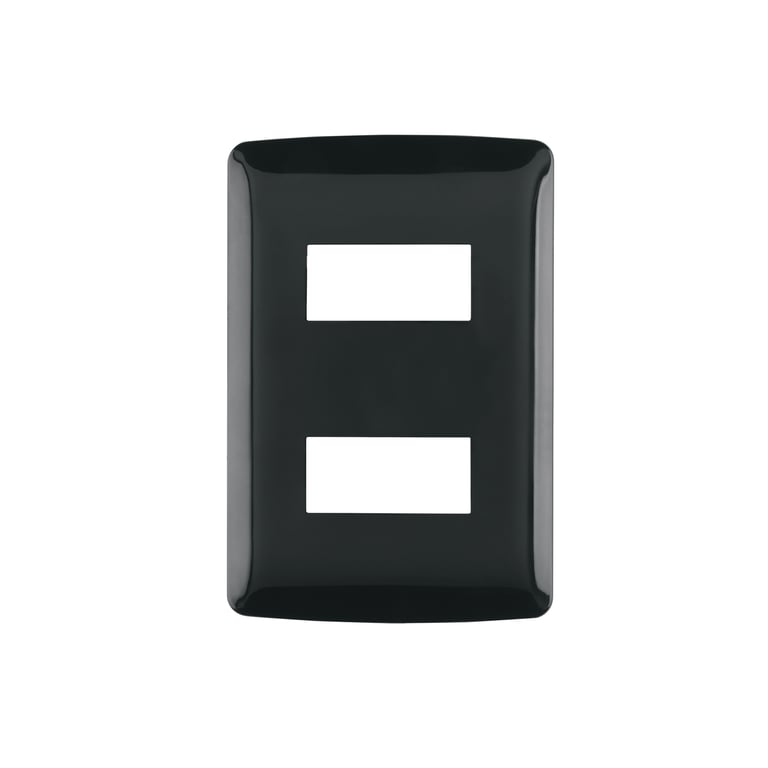 Placa 2 modulos, Italiana, color negro, Volteck - Bckend Todo Truper